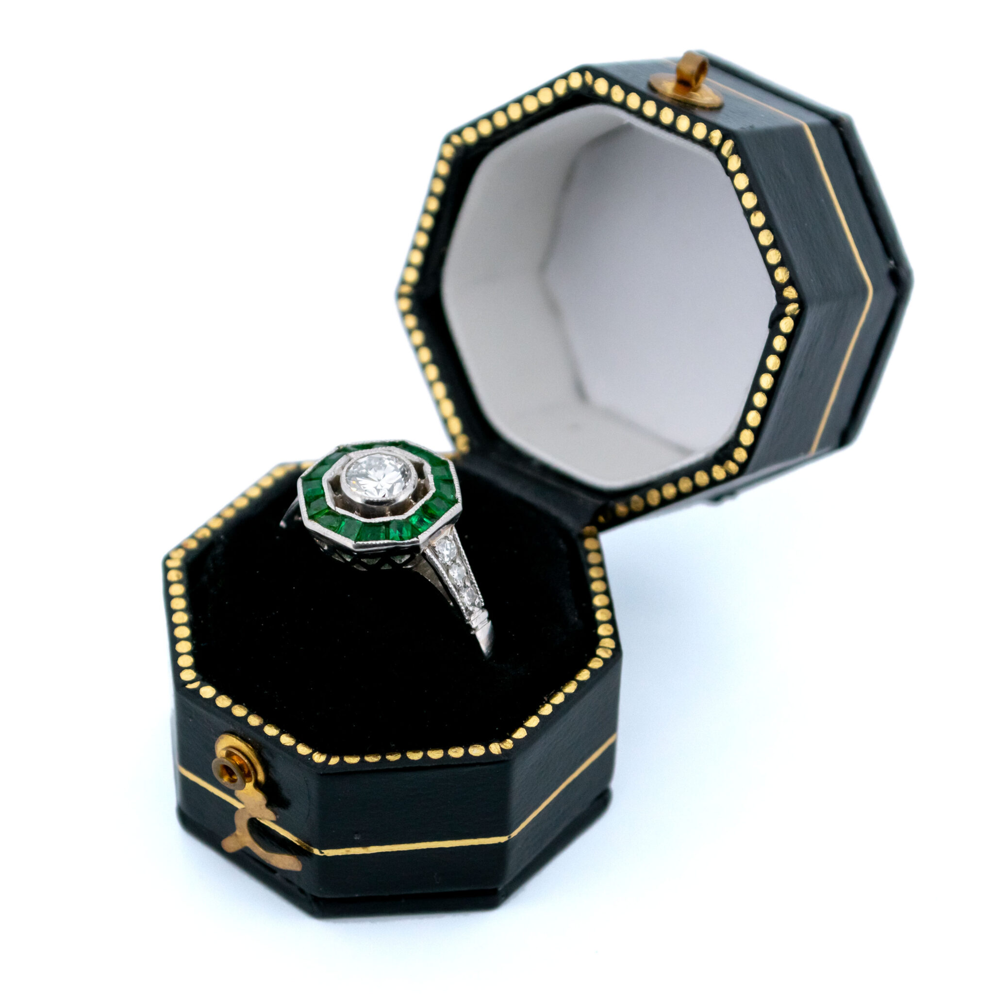 Diamond Emerald Platinum Octagon-Shape Ring 13259-5088 - Binenbaum ...