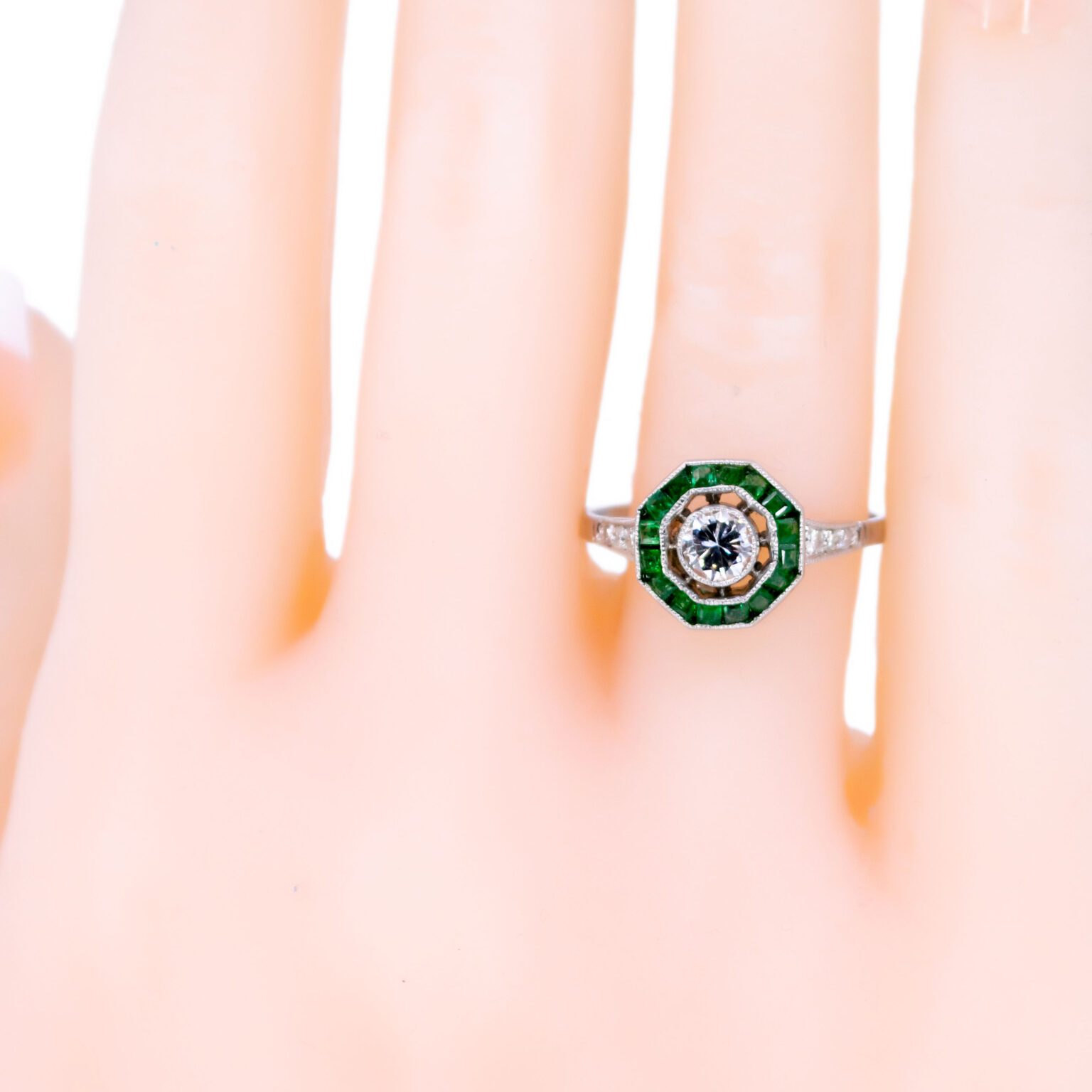 Diamond Emerald Platinum Octagon-Shape Ring 13259-5088 - Binenbaum ...