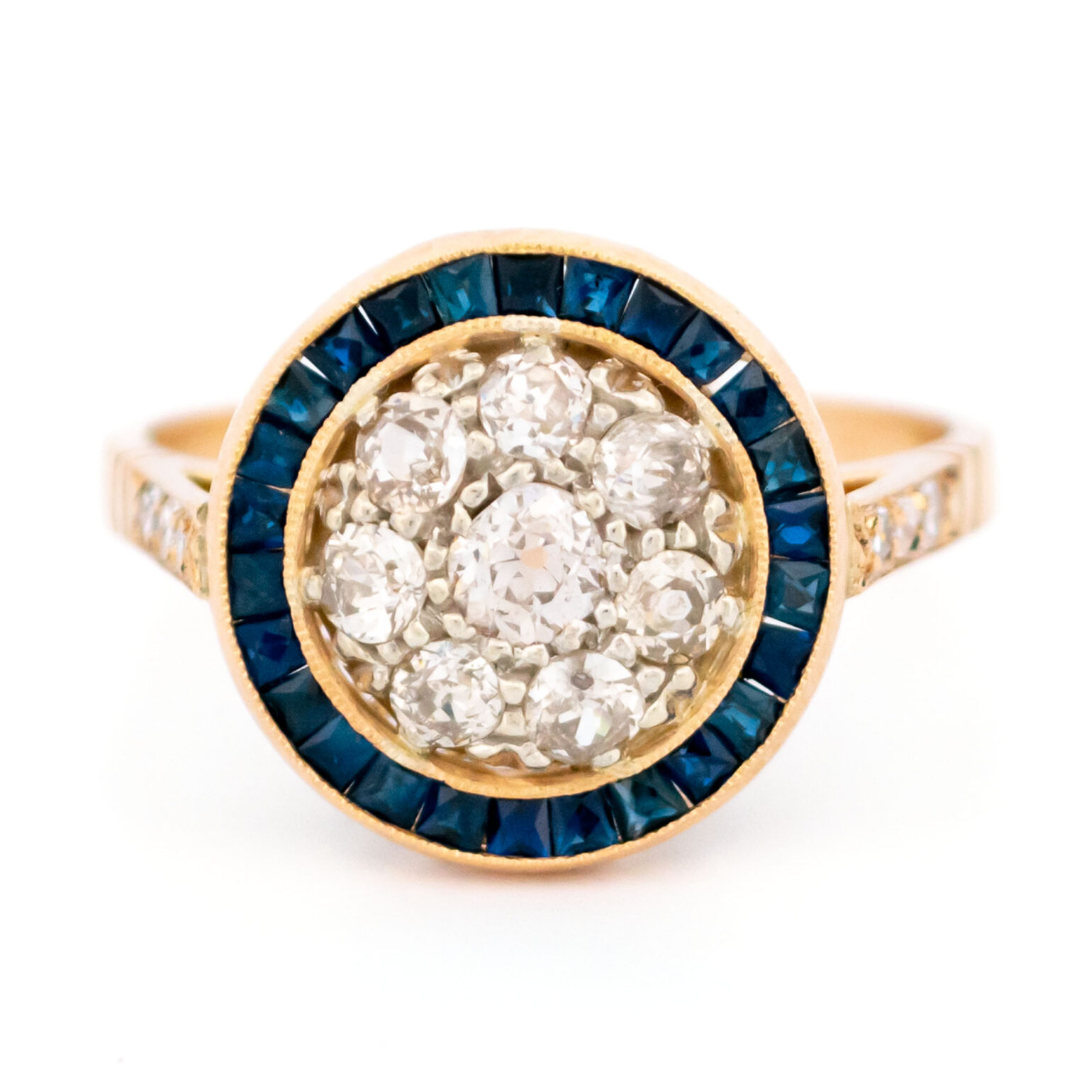 Diamond Sapphire 18k "Cluster-Halo" Ring 16987-7120 - Binenbaum ...