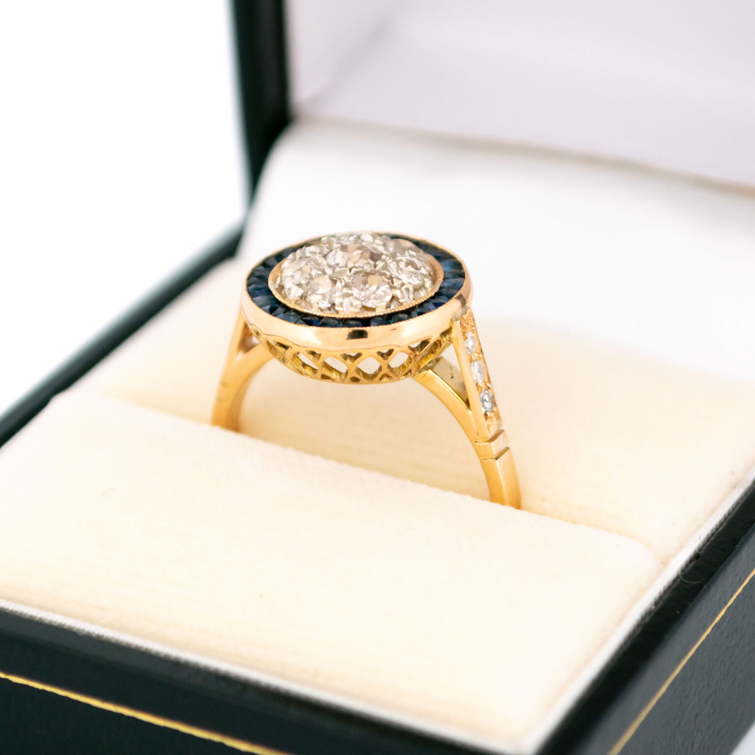 Diamond Sapphire 18k "Cluster-Halo" Ring 16987-7120 - Binenbaum ...