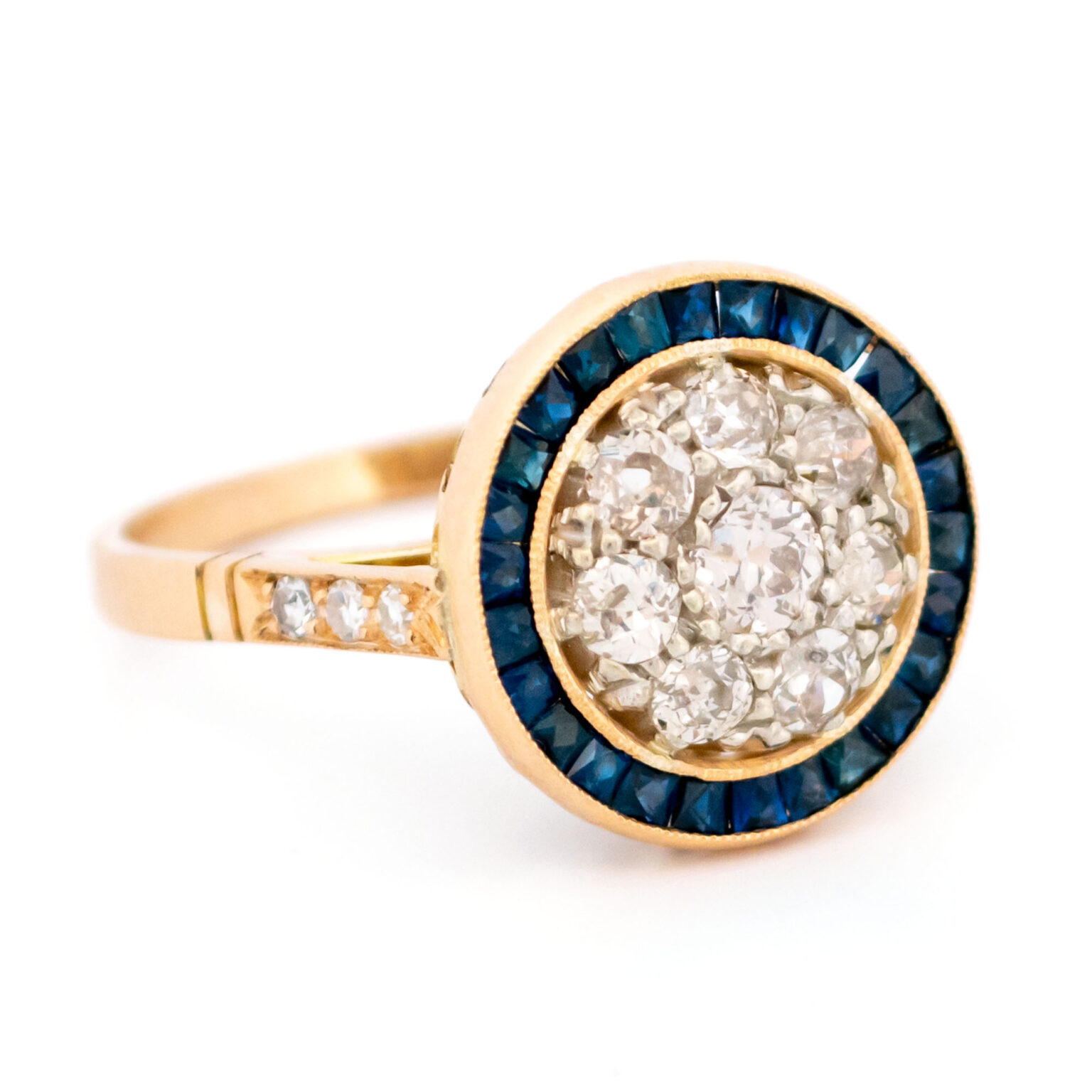 Diamond Sapphire 18k "Cluster-Halo" Ring 16987-7120 - Binenbaum ...